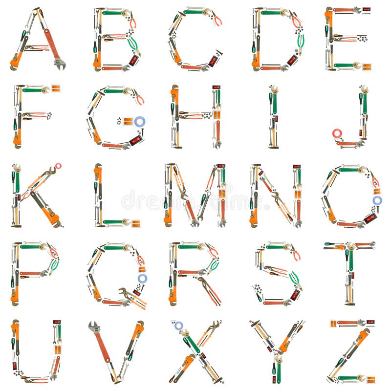 The Alphabet Formed by Tools Stock Photo - Image of knife, message ...