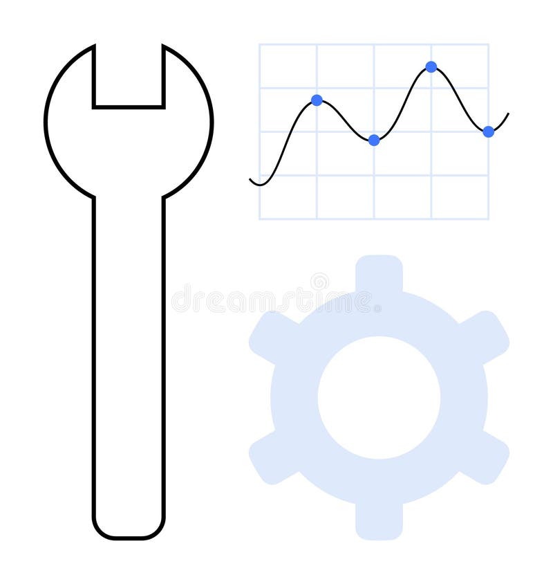 Tools and Analytics Concept Featuring Wrench, Gear, and Line Graph ...