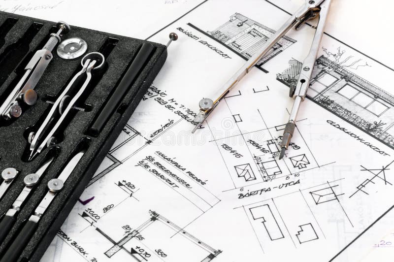 Tools of an architect stock image. Image of blue, business - 20977921