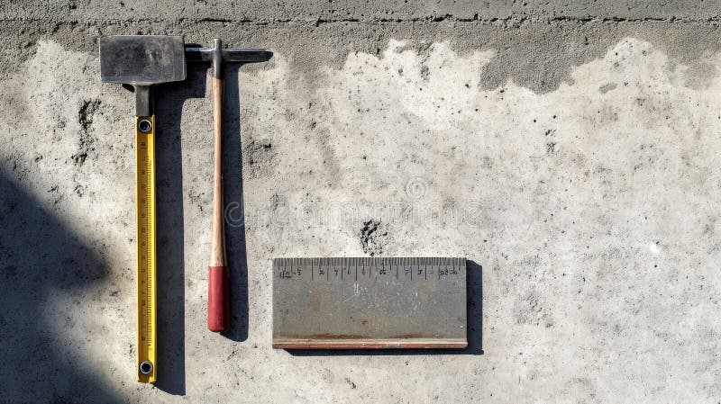 Tools Arranged on a Concrete Surface for Measurement Stock Illustration ...