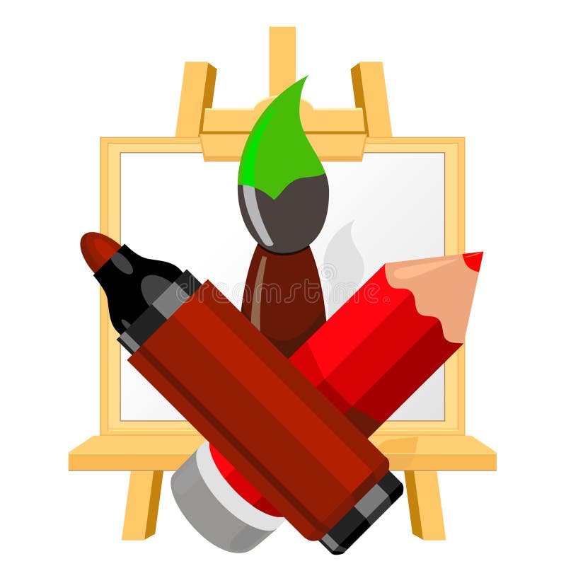 Tools of the artist stock vector. Illustration of drawing - 37183406