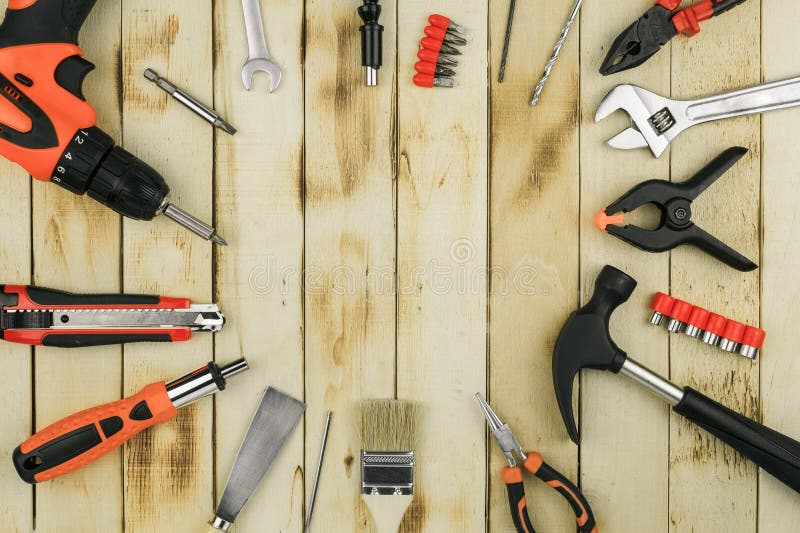 Tools for Assembly and Repair on the Table Stock Photo - Image of ...