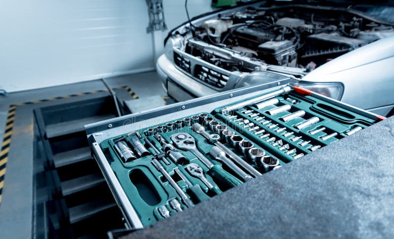 Tools in Auto Repair Service. Auto Service Stock Image - Image of ...