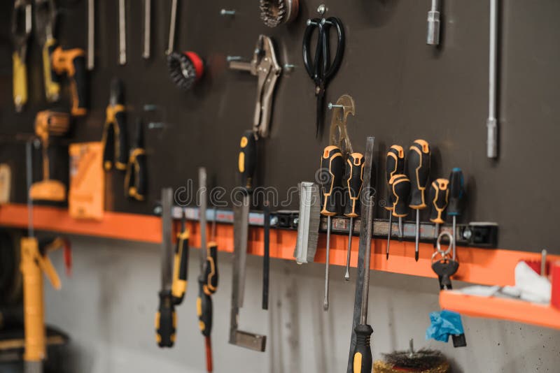 Tools Background. Equipment for Garage Shop Stock Photo - Image of ...