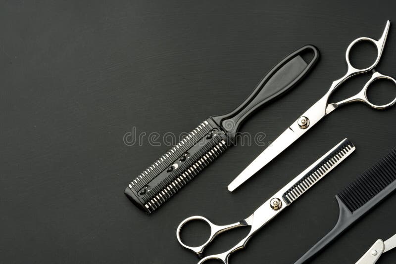 Tools for Barbershop on Black Background Studio Shot Stock Photo ...