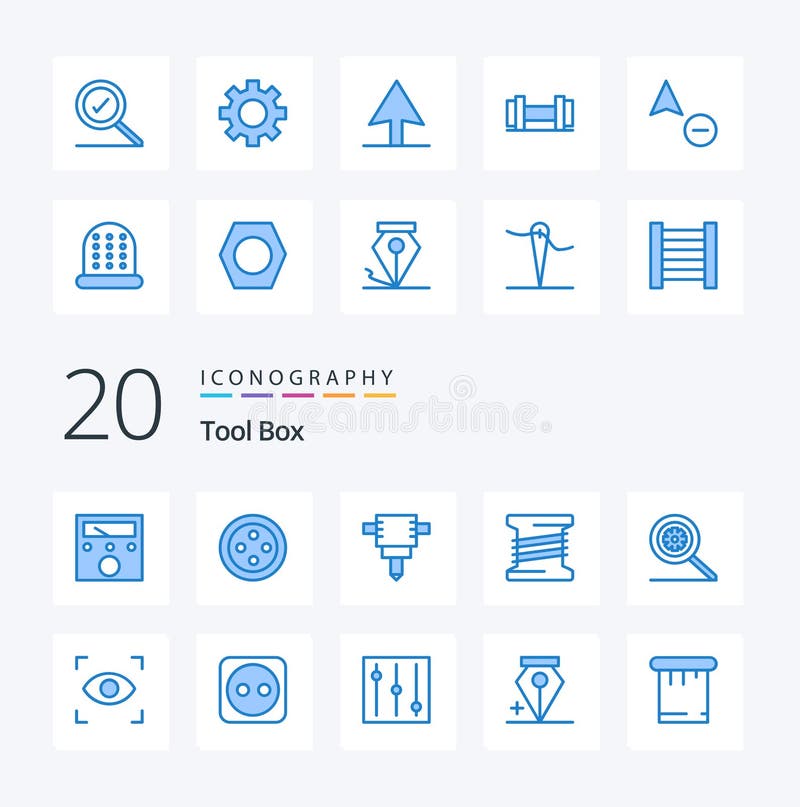 20 Tools Blue Color Icon Pack Like Tools Electricity Thread View Eye ...