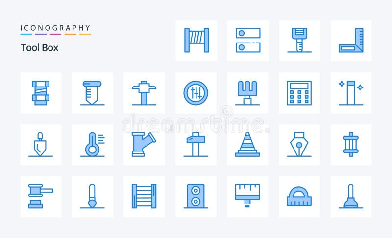 25 Tools Blue icon pack stock vector. Illustration of construction ...
