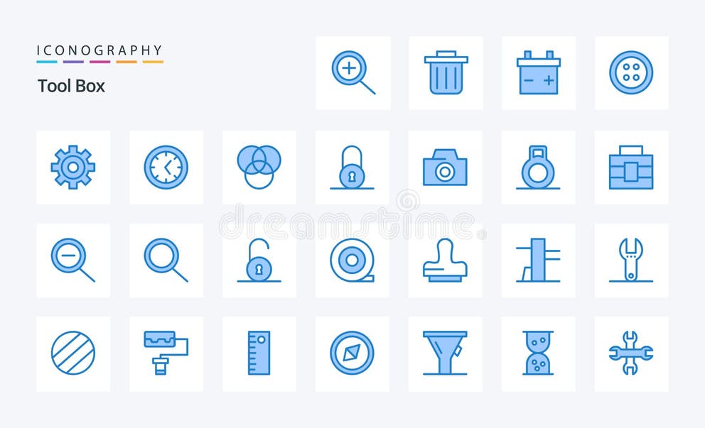 25 Tools Blue icon pack stock vector. Illustration of press - 264558753