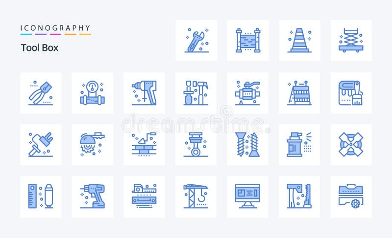 25 Tools Blue icon pack stock vector. Illustration of tools - 264640598