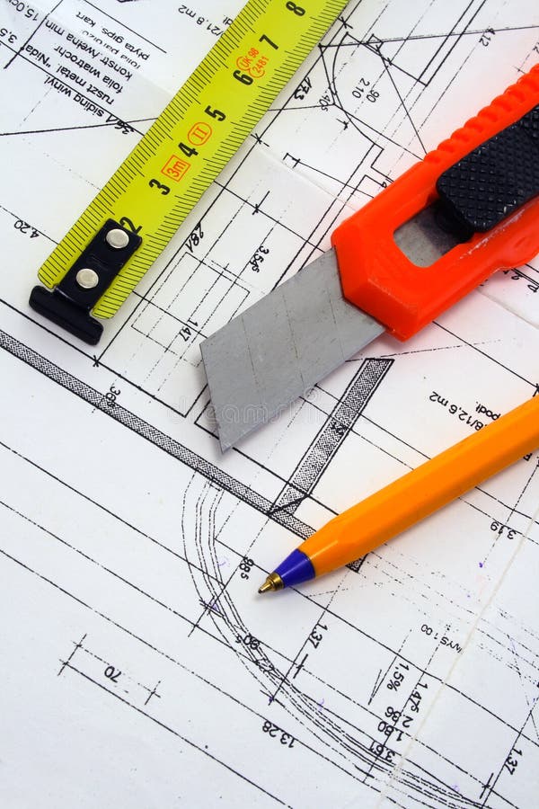 Tools on a blueprint stock image. Image of architectural - 2983529
