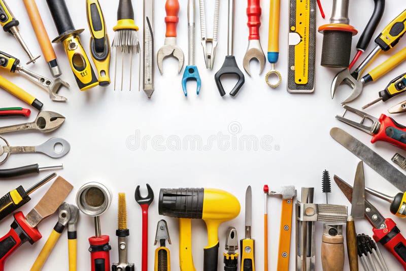 Tools Border: a Collection of Various Tools on a Clean Background Stock ...