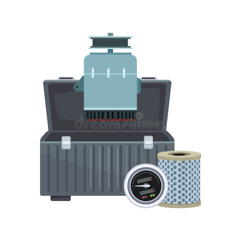 Car Engine Parts Vector Icons on a White Background Stock Illustration ...