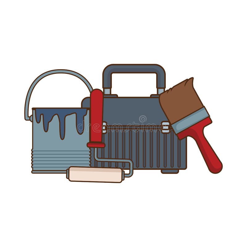 Paint Bucket and Brush Tools in Black and White Stock Vector ...