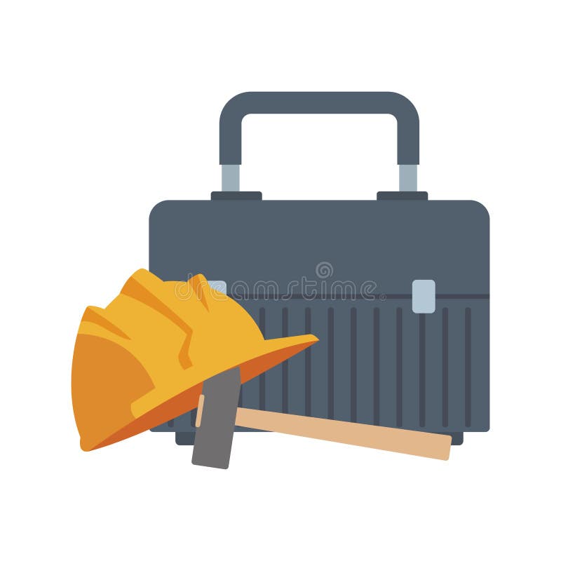 Tools Box and Safety Helmet Icon Stock Vector - Illustration of ...