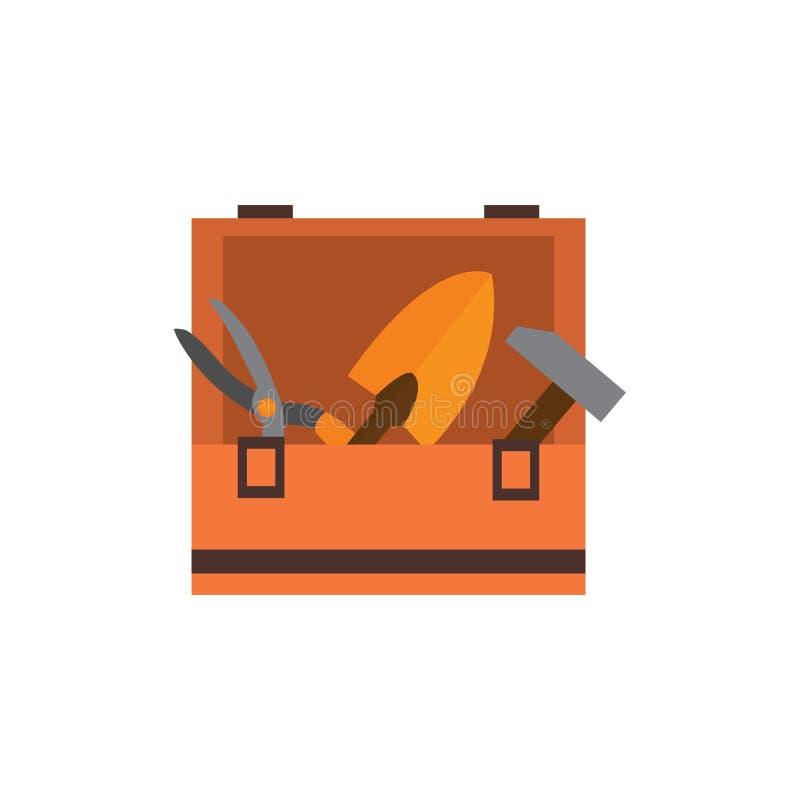 Tools in a Box. Vector Illustration on White Isolated Background Stock ...