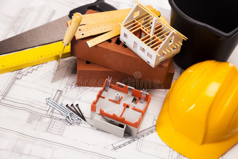 Tools, Building and Construction Equipment Stock Photo - Image of brick ...