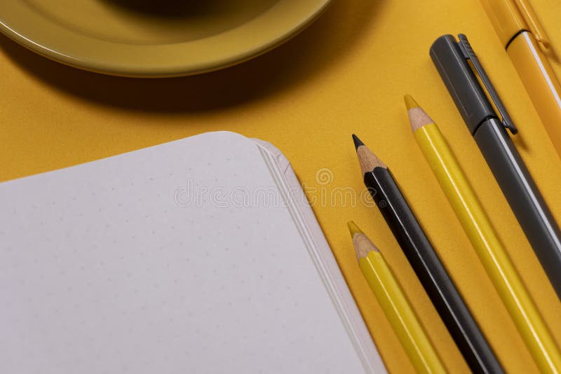 Tools for Bullet Journal Next To Coffee Cup Stock Image - Image of ...