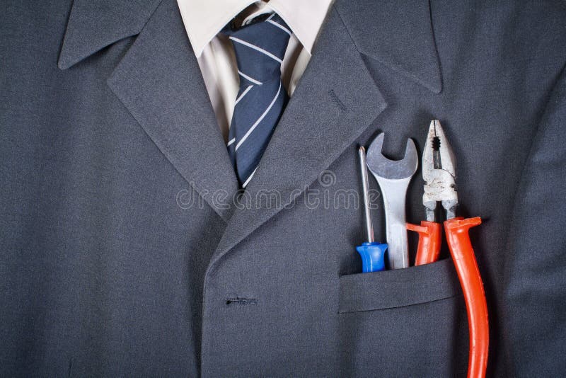 Tools in the Businessman Pocket Stock Photo - Image of concept, service ...