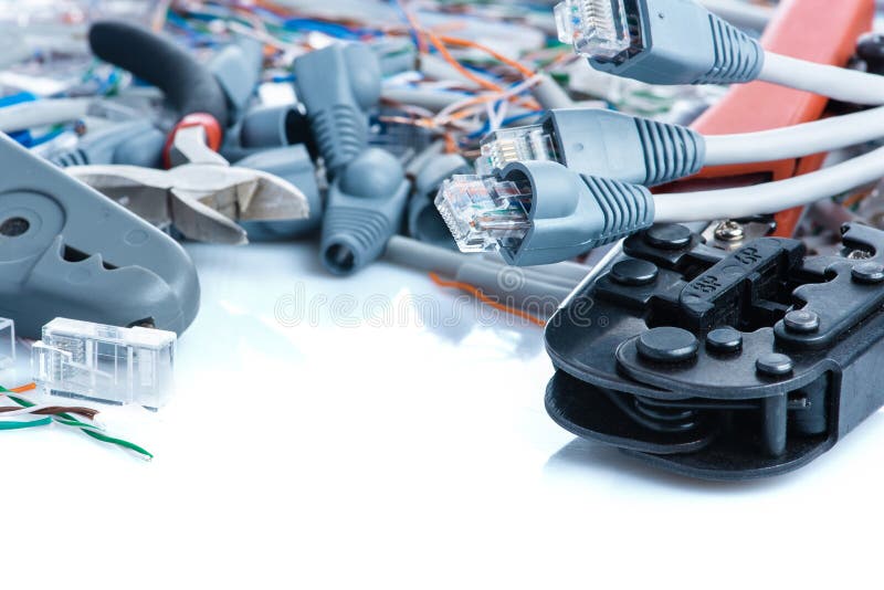 Tools and Cables Used in Service of Network Patch Cord Stock Image ...