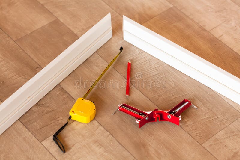Tools of a Carpenter and Details of Door or Window Frame Stock Image ...