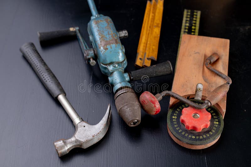 Tools for a Carpenter on a Workshop Table. Accessories for a Production ...