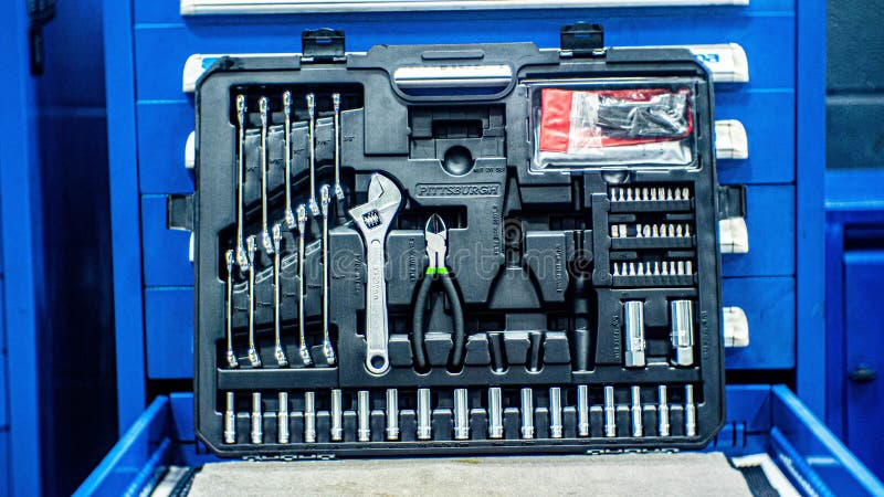 Tools in Case in Auto Mechanic Shop Editorial Image - Image of ...
