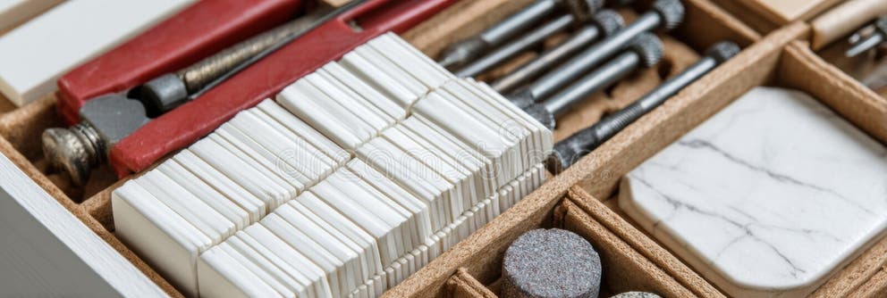 Ceramic Tile Spacers and Tools Organized in a Box for Home Improvement ...