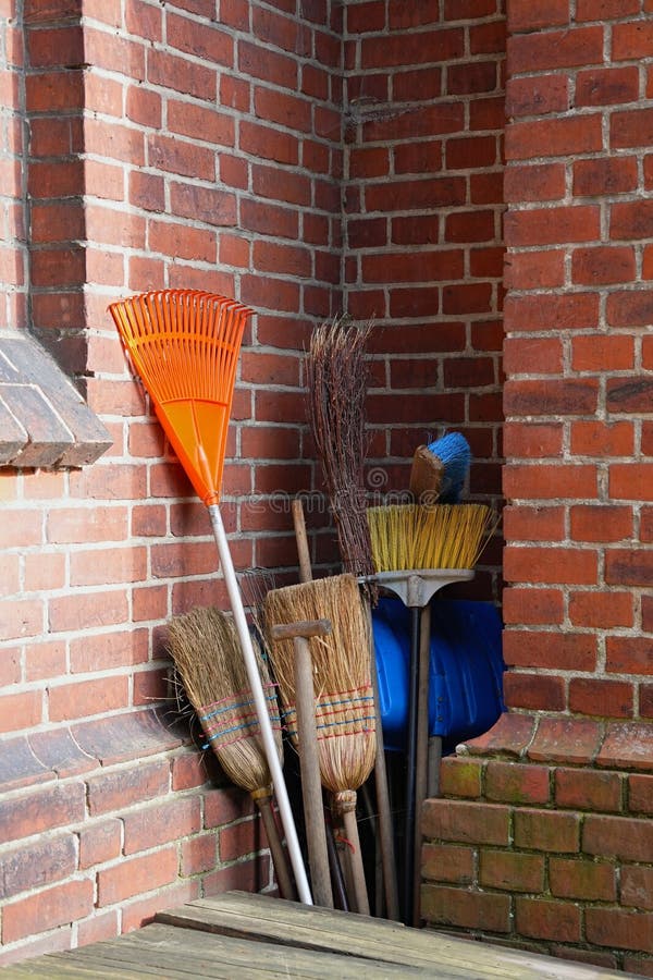 Tools for Cleaning the Yard Stock Photo - Image of backyard, broom ...