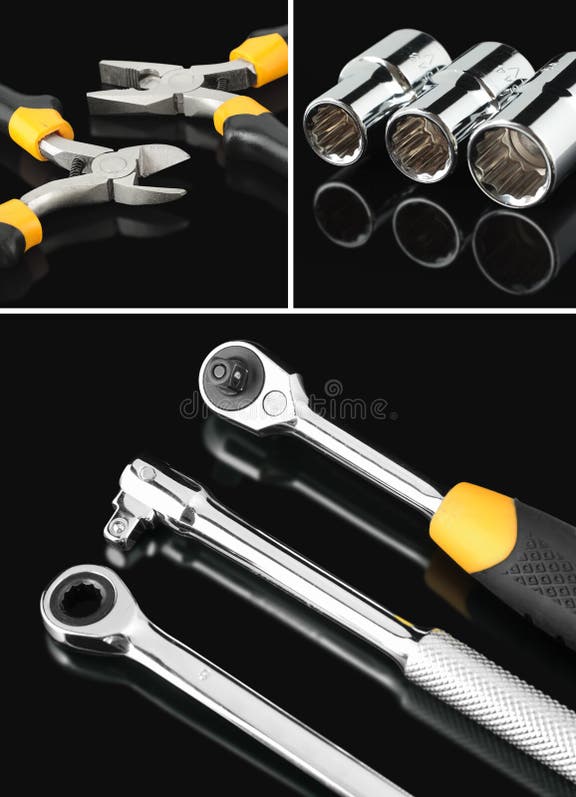 Tools collage stock image. Image of equipment, close - 19413231