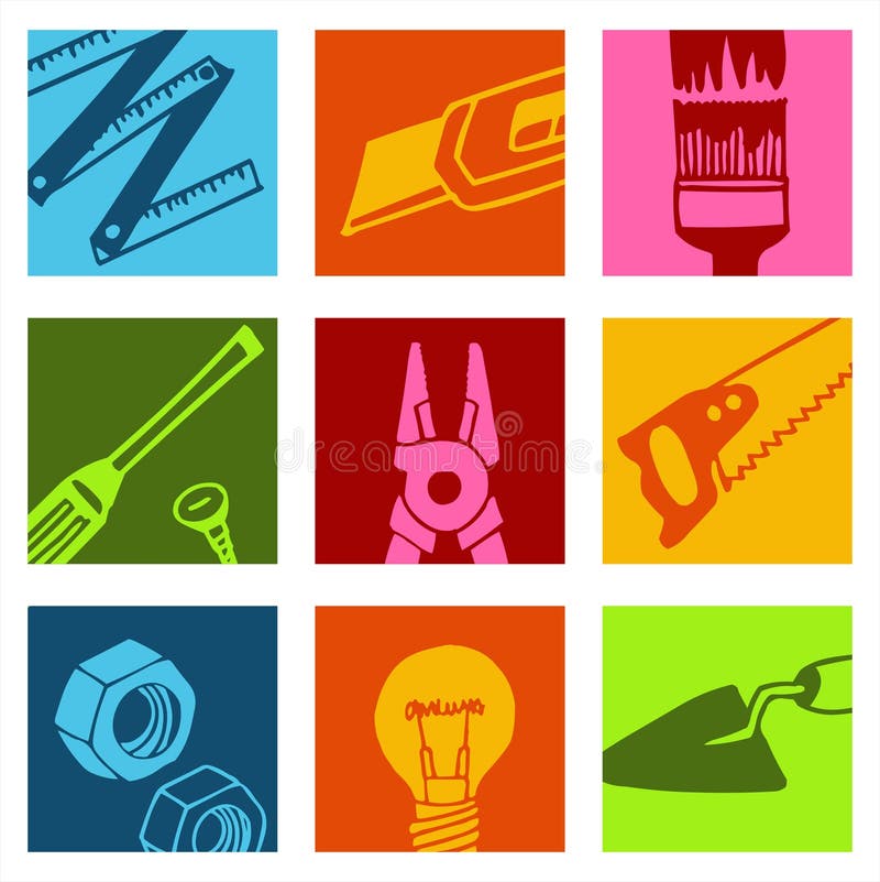 Tools color icons 2 stock vector. Illustration of elements - 10551624