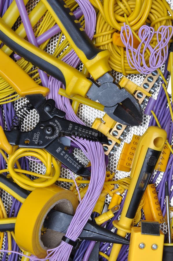 Tools and Component for Electrical Installation Stock Photo - Image of ...