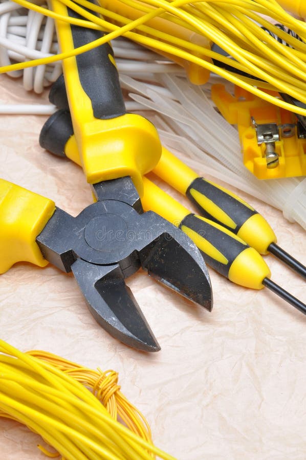Tools and Component for Electrical Installation Stock Photo - Image of ...
