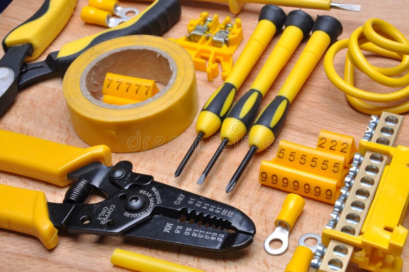 Tools and Component for Electrical Installation Stock Image - Image of ...