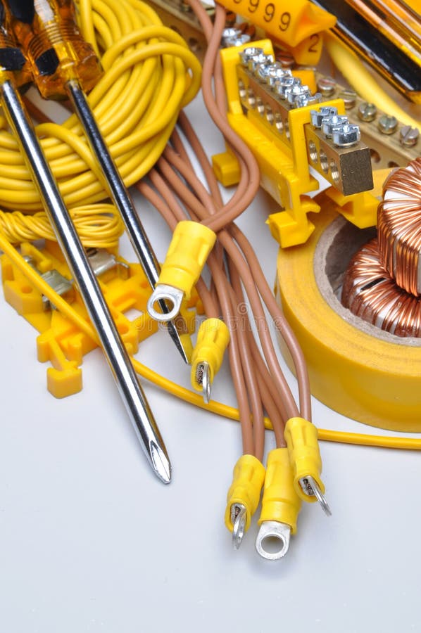 Tools and Component for Electrical Installation Stock Photo - Image of ...
