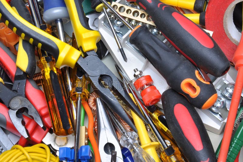 Tools and Component Kit To Use in Electrical Installations Stock Image ...