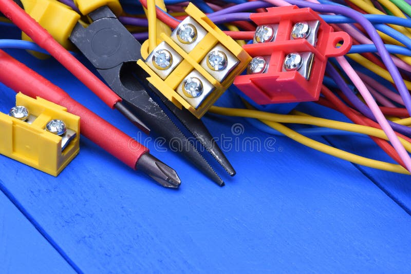 Tools and Component Kit Used in Electrical Installations Stock Image ...