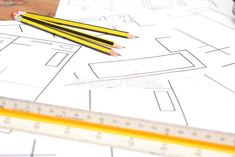 Tools for Construction Drawings Stock Image - Image of estate ...