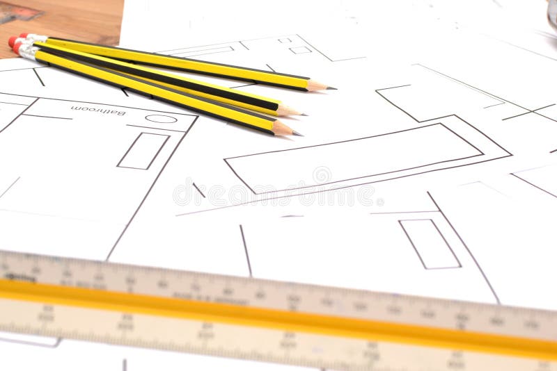 Tools for Construction Drawings Stock Photo - Image of project, estate ...