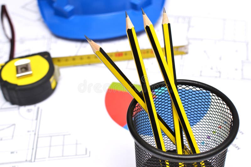 Tools For Construction Drawings Stock Photo - Image of home, compass ...