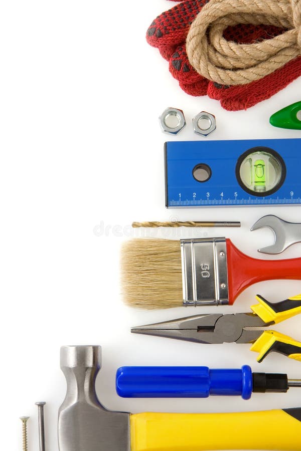 Set of Various Tools on White Background. Stock Photo - Image of ...