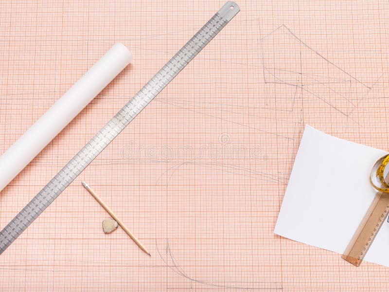 Tools for Creating of Pattern on Graph Paper Stock Image - Image of ...