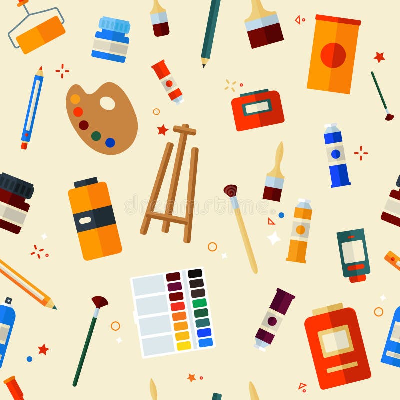 Tools For Creativity And Painting Seamless Pattern Stock Vector ...