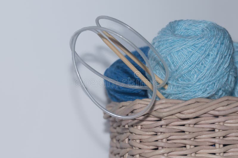 Tools for Creativity, Yarn and Crochet Needles in Basket Stock Photo ...