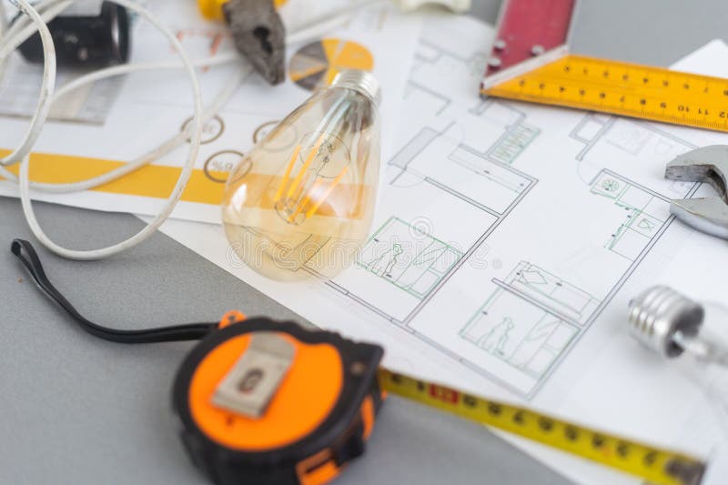 Tools and Design Plan, Sketchy Stock Image - Image of pattern, table ...