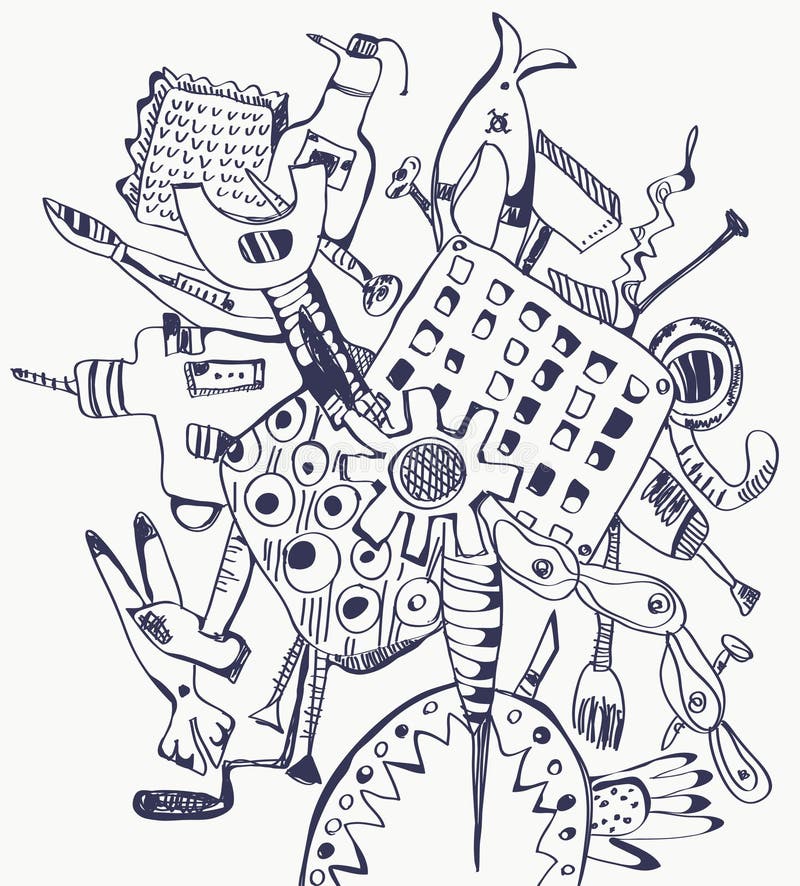 Tools Doodle Composition - Graphic Stock Vector - Illustration of icon ...