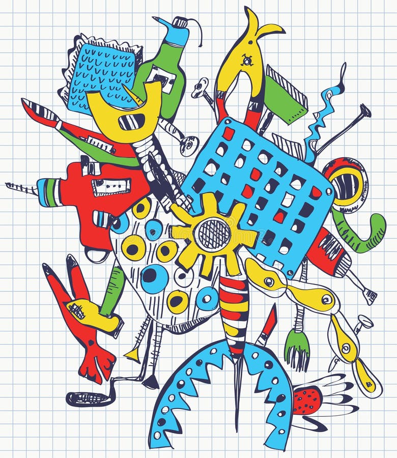 Tools Doodle Illustration on Paper Stock Vector - Illustration of hand ...