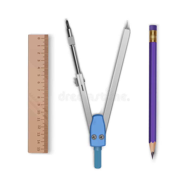 Compass with Pencil for Geometry Icon. Vector Illustration of a Compass ...