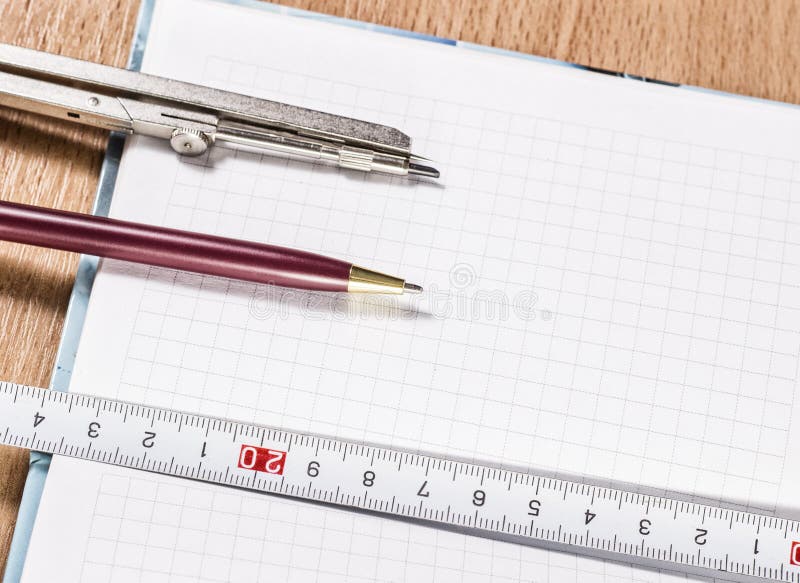 Tools for Drawing and Measuring Stock Photo - Image of tools, sheet ...