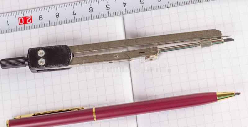 Tools for Drawing and Measuring Stock Photo - Image of paper, drawing ...