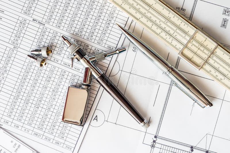 Tools for Drawing on the Table Stock Image - Image of paperwork ...